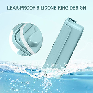 NatraProw Bento Box for Adult, 1400 ML Lunch Containers for Adults, LeakProof Lunch Box with Utensils, BPA Free, 3 Compartment Bento Box Microwave Safe, Light Blue