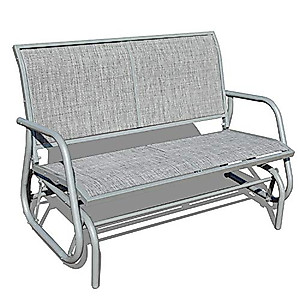 GOLDSUN Swing Glider Chair 2 People Outdoor & Indoor Swing Lounge Glider Chair Cozy Patio Bench for Patio, Backyard, Poolside, Lawn Steel Rocking Garden Loveseat-Grey