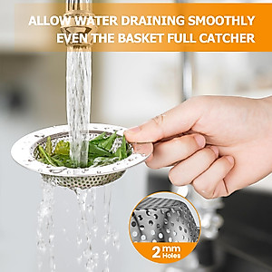 Huntonry 2PCS Kitchen Sink Stopper and Kitchen Sink Drain Strainer, Drain Catcher and Drain Cover for Kitchen Sink, Drainer for Standard 3-1/2 Inch Garbage Disposal Sink Drain