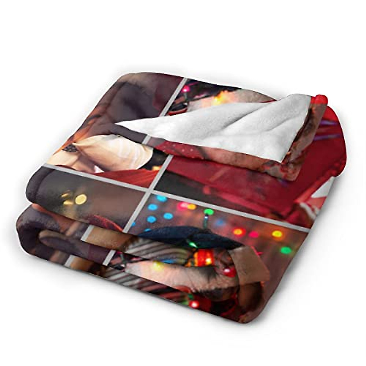 MAZU Custom Blanket Personalized with Photo Collage or Any Text Logo Throw Blankets, Christmas, Birthday Anniversary Wedding Gifts Customized Gift for Dad, Mom, Friends or Couples, 4 Photos Collage