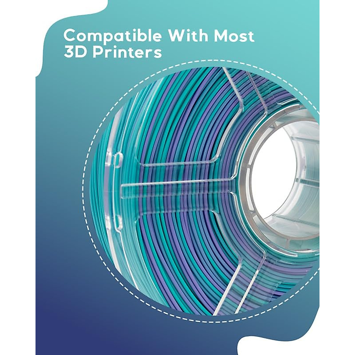 Cookiecad PLA Filament 1.75mm 1kg Rainbow Multicolor 3D Printer Filament - Mermaid PLA