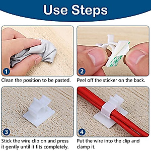 60 Pcs Adjustable Cable Clips, 3M Adhesive Cable Organizer, Sticky Cord Holder Wire Management Clips for PC, Ethernet Cable, Car, Office and Home, White