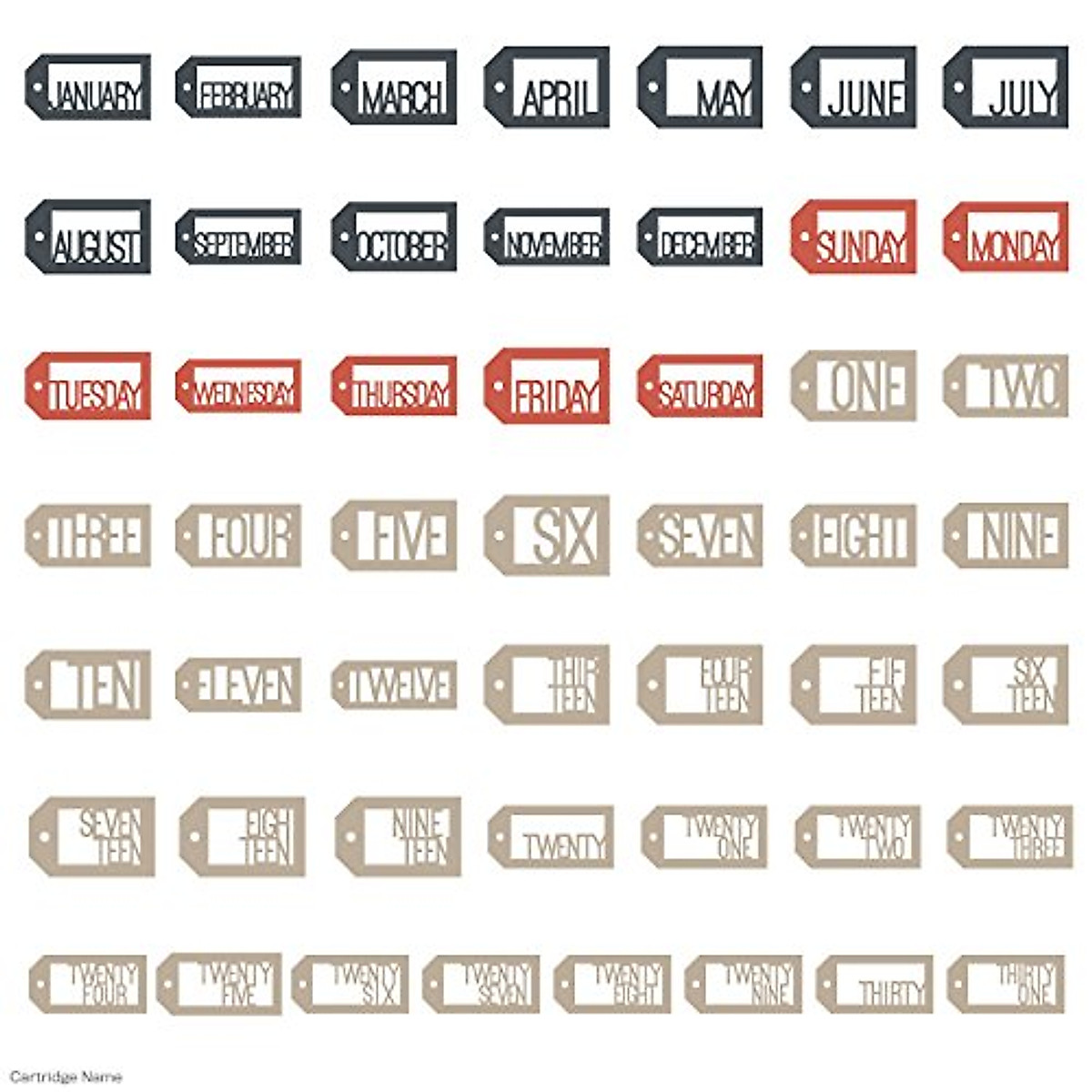 Cricut 2002574 Days and Dates Cartridge