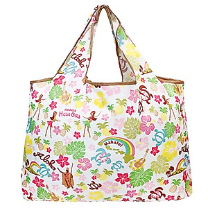 allydrew Large Foldable Tote Nylon Reusable Grocery Bags, 5 Pack, Carefree Paradise