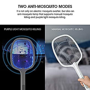 imirror Bug Zapper Racket, 2 in 1 Rechargeable Electric Fly Swatter Mosquito Swatter (2 Pack, 1200mAH)
