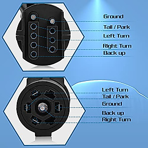 COROTC 7 Pin to 4 and 5 Trailer Adapter, 7 Way to 4 Way 5 Way Trailer Plug Adapter, 7 Pin Round to 4 Pin 5 Pin Flat Blade Weatherproof Trailer Connector for Trailer Tow Hitch