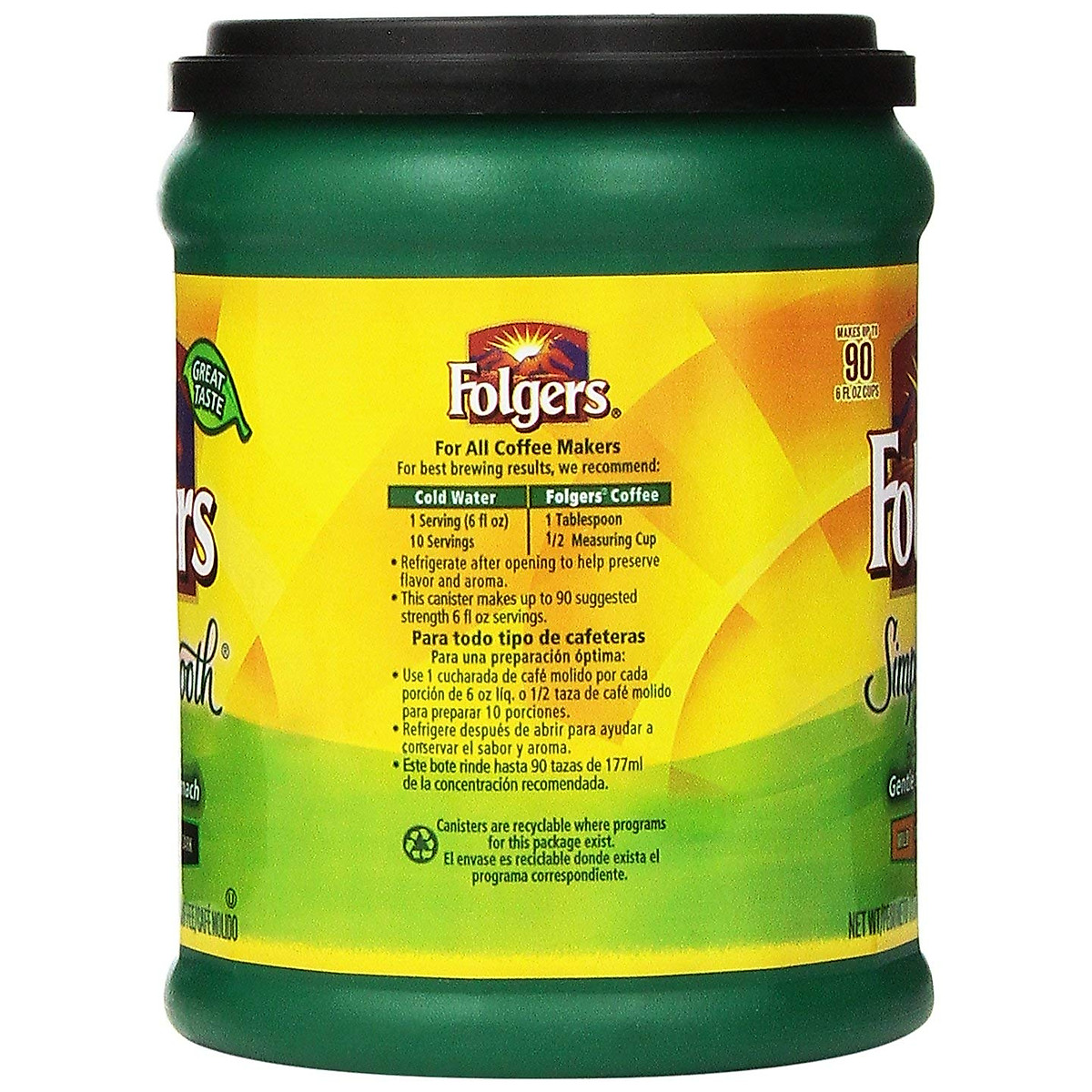 Folgers Simply Smooth Decaf Coffee Mild 4 Pack , Mild Roast, 11.5 Ounce (Packaging May Vary) - 4 Pack Bundle