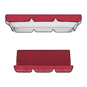 YUUAND Rocking Chair Polyester Canopy with Seat Cushion Cover Set - Waterproof Polyester Top Swing Canopy Cover UV Block Sun Shade for Outdoor Patio Yard Park Porch Balcony Backyard Seat