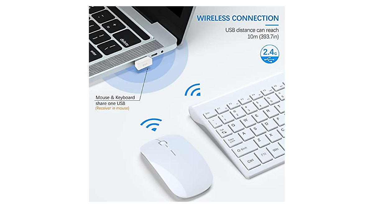 Wireless Keyboard and Mouse Ultra Slim Combo, TopMate 2.4G Silent ...