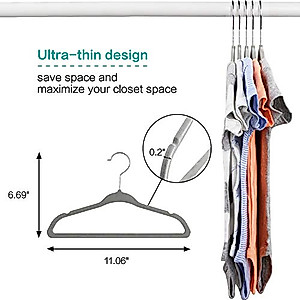 Minnebaby 30 Pack Neutral Grey Baby Clothes Velvet Hangers-Ultra Thin No Slip Nursery Hangers with 6 Pcs Baby Clothing Dividers