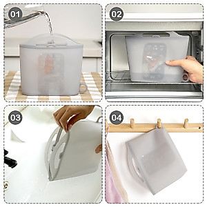 Haakaa Silicone Microwave Steam Sterilizer Bags, Reusable Silicone Steaming Bags for Baby Bottles, Breast Pump, Accessories, Pacifiers and Teethers, Great for Home and Travel, Grey (2PCS)