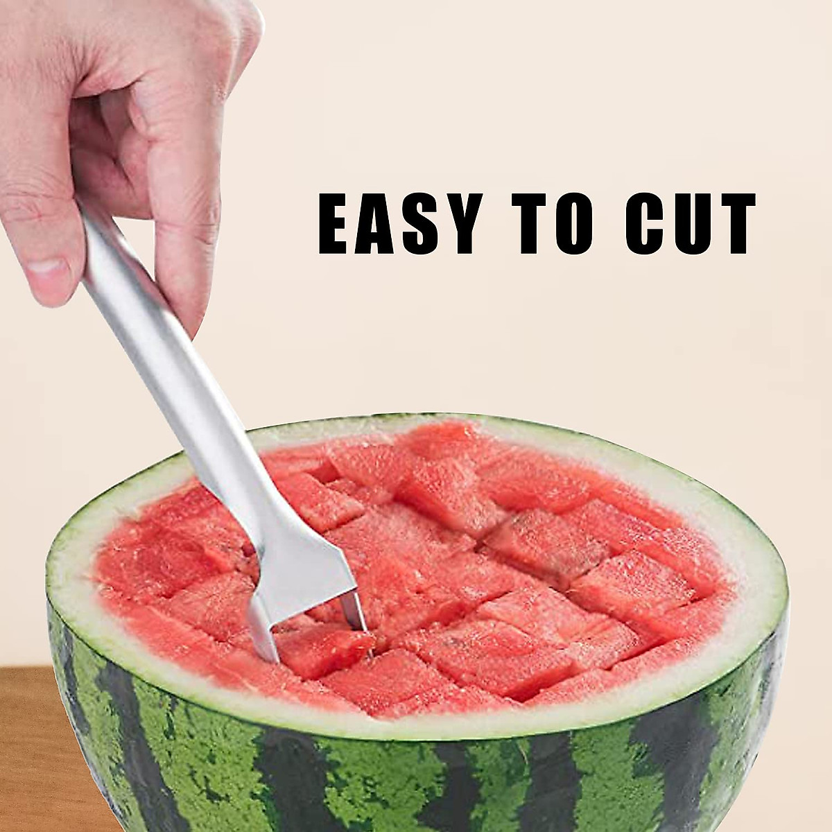 Watermelon Slicer Fork and 2pcs Fruit Forks, Fruit Cutting Fork 2-in-1 Watermelon Fork Slicer Cutter Stainless Steel Fruit Fork Cutter for Party Camping
