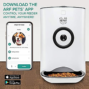 Arf Pets Smart Automatic Pet Feeder with Wi-Fi, HD Camera with Voice and Video Recording, Programmable Food Dispenser for Dogs & Cats with Easy App-Controlled, 29-Cup Capacity, for iPhone & Android