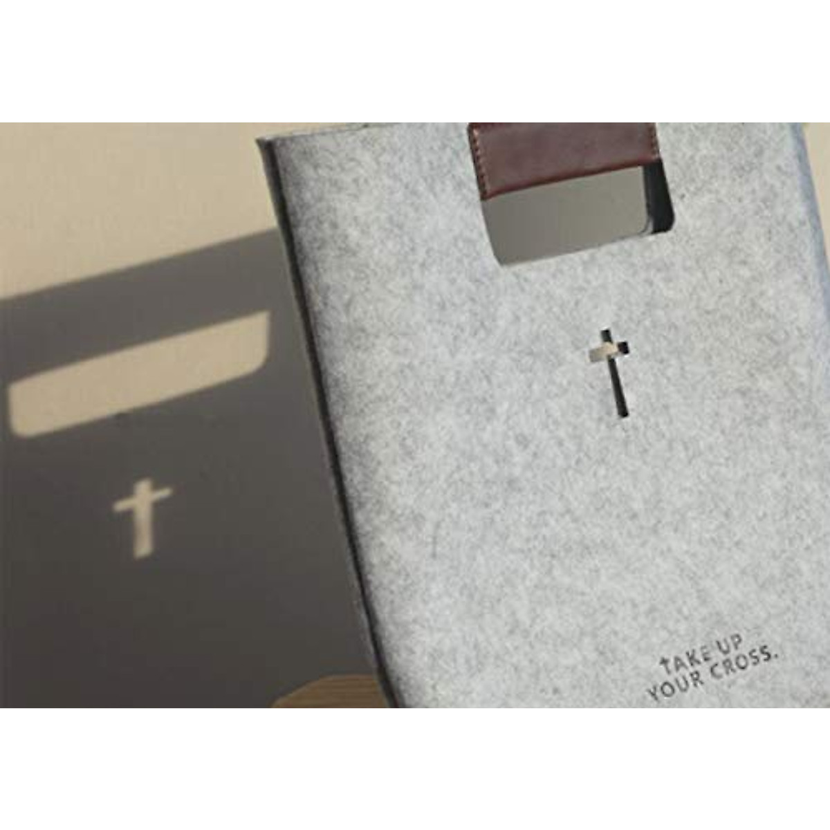 Bible Bag, Felt Bible Tote, Bible Carrying Case, Church Bag, Carved Cross Bible Cover for Women & Men Bible Study Case, Christmas Gift