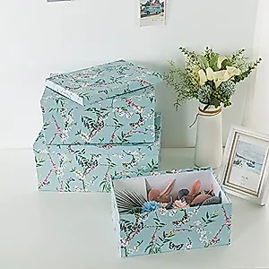 Soul & Lane Butterflies in Flight Photo Storage Boxes (Set of 3): Nesting Boxes with Lids, Floral Decorative Cardboard Containers, Paperboard Picture Storage for Photos, Nature Decor Cartons