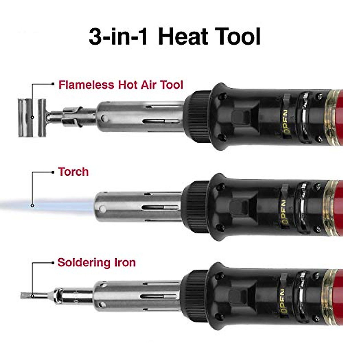 Master Appliance Ultratorch UT-100SiK Butane Powered Cordless Soldering Iron, Flameless Heat Tool for Wire Connectors and Pinpoint Butane Torch, 3 in 1 Tool with Metal Case - USA Company