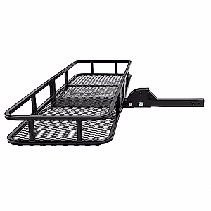 HECASA 60 X 21 X 6 Inch Folding Hitch Mount Cargo Carrier Rack Rear Luggage Basket w/ 2" Receiver for Car SUV Trailer Truck Van Steel