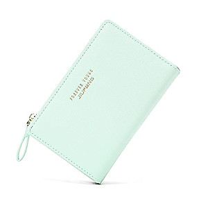 JIUFENG Women Zipper Wallet RFID Blocking Multi Purpose Coin Pouches Credit Card Holder Short Purses (Light Green)