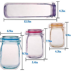 40Pcs Reusable Mason Jar Ziplock Bags,Food Storage Sandwich Bags Ziplock Bags for Kitchen Camping Picnic Organizer (40 Pcs)