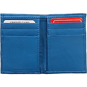 Original Famous Wallets Credit Card Holding, Wallet - Genuine Lambskin Leather, Six Slots Credit Card Holder Bifold Leather Wallet, Size - S, Blue, One Size