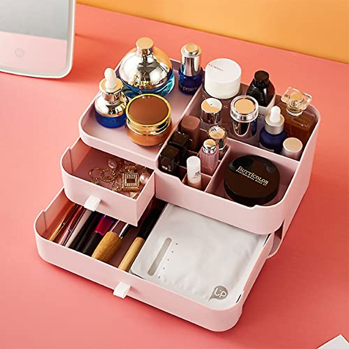 FIZZOQI Large-Capacity Storage Rack Multi-Functional Drawer Cosmetics Storage Rack Lady Lipstick Skin Care Products Storage Rack Eyebrow Pencil Jewelry Storage Rack