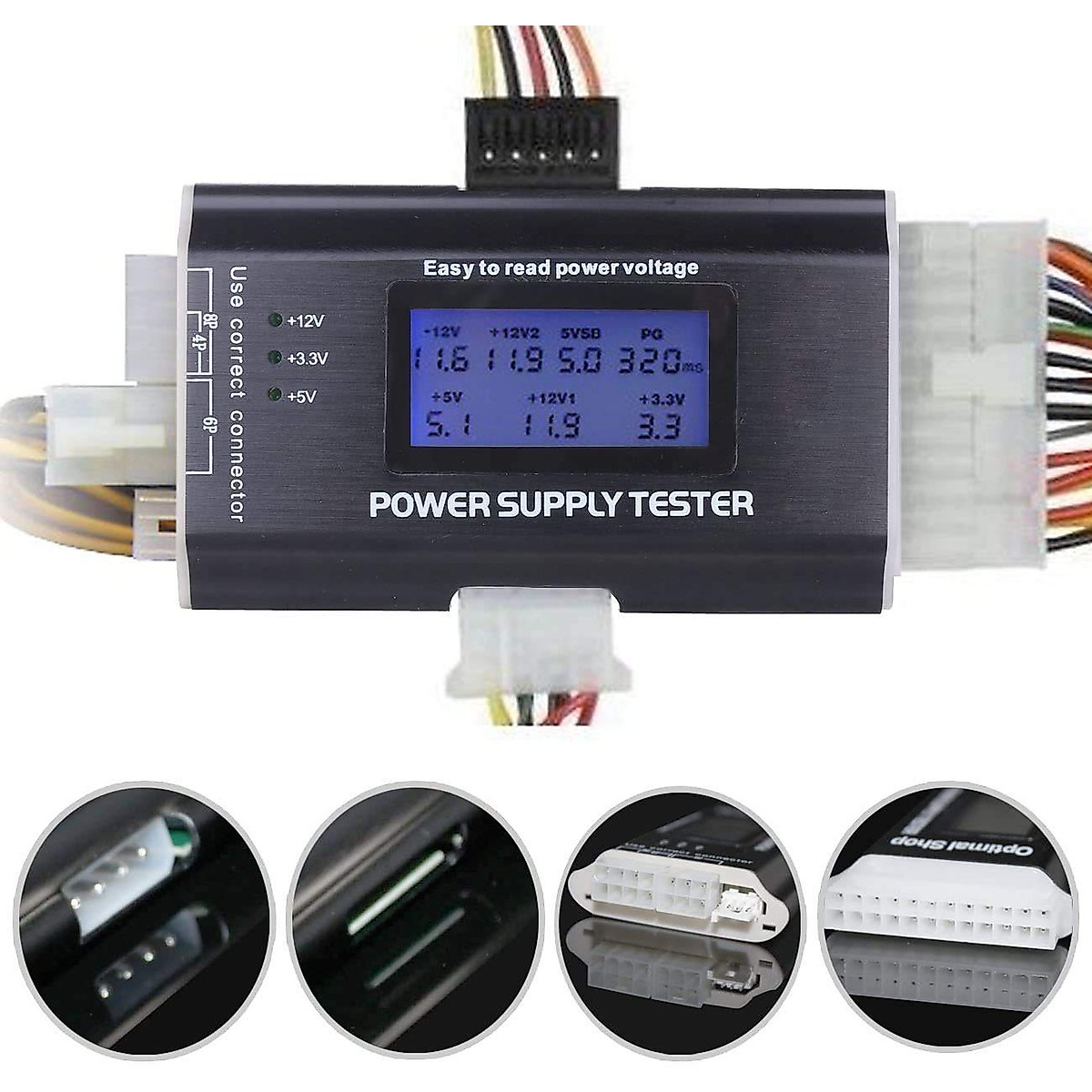 LinsyRC 20/24 Pin ATX Computer PC Power Supply Tester ATX BTX ITX SATA PCI-E HDD BYI Connectors LCD Screen Display