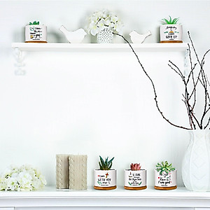 Junkin 12 Pcs Thank You Gift Employee Teacher Appreciation Gifts Ceramic Plant Succulent Pots with Bamboo Tray Christian Bible Verse Gifts Set Card for Easter(Plant is not Included)(Stylish)