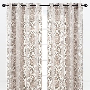 Chanasya Premium Devore Sheer Grommet Curtains - Classy, Light Filtering Drapes for Living Room or Bedroom - 52" x 84" - Taupe, 2 Panels