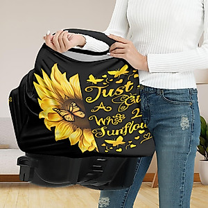 AFPANQZ You are My Sunshine Sunflowers Nursing Cover Breastfeeding Covers Stretch Babies Car Seat Cover Gender Neutral Soft Breathable Infant Carseat Canopy Shopping Cart Stroller Canopy Gifts Black