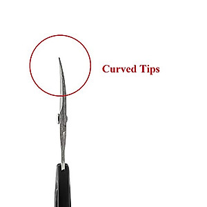 ALLEX Rubber Scissors Heavy Duty Sharp Japanese Stainless Steel 1", Small Rubber Cutting Scissors for Rubber Sheet, Rubber Stamp, Craft, Curved Blade Tips, Made in JAPAN, Black