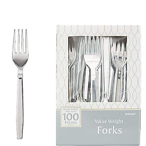 Amscan Silver High Count Boxed Forks - Pack Of 100