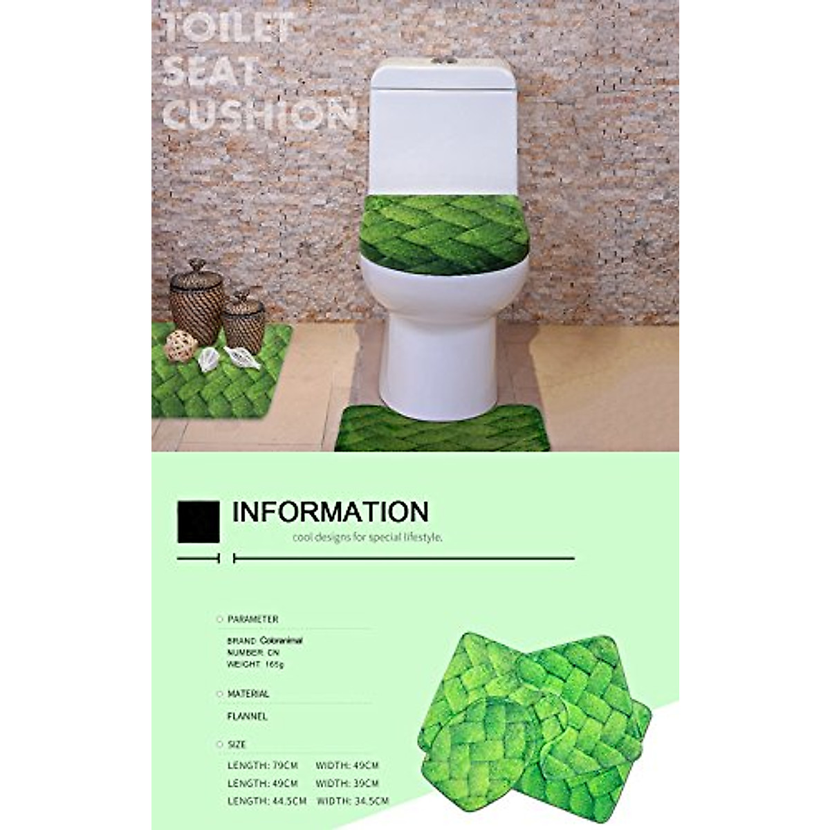 Coloranimal You are My Sunshine Sunflower Design Home Decoration 3 Piece Set U-Shaped Toilet Mat+Area Rug+Toilet Lid Covers