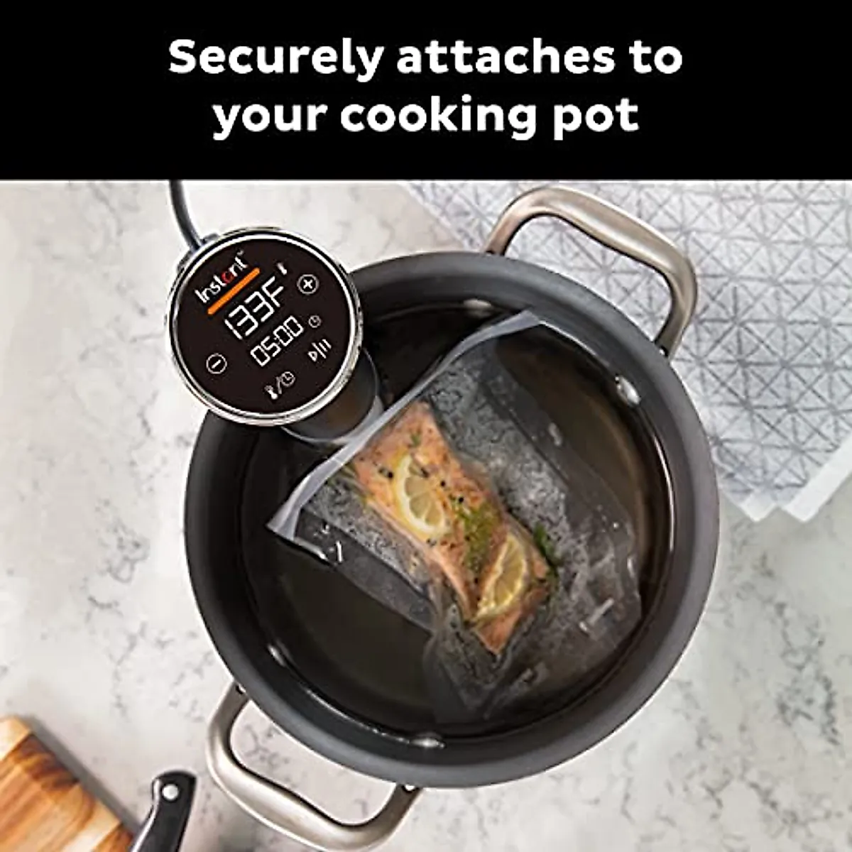 Instant Accu Slim Sous Vide 800W Precision Cooker, Immersion Circulator, From the Makers of Instant Pot, Ultra-Quiet Fast-Heating with Big Touchscreen Accurate Temperature and Time Control, Waterproof
