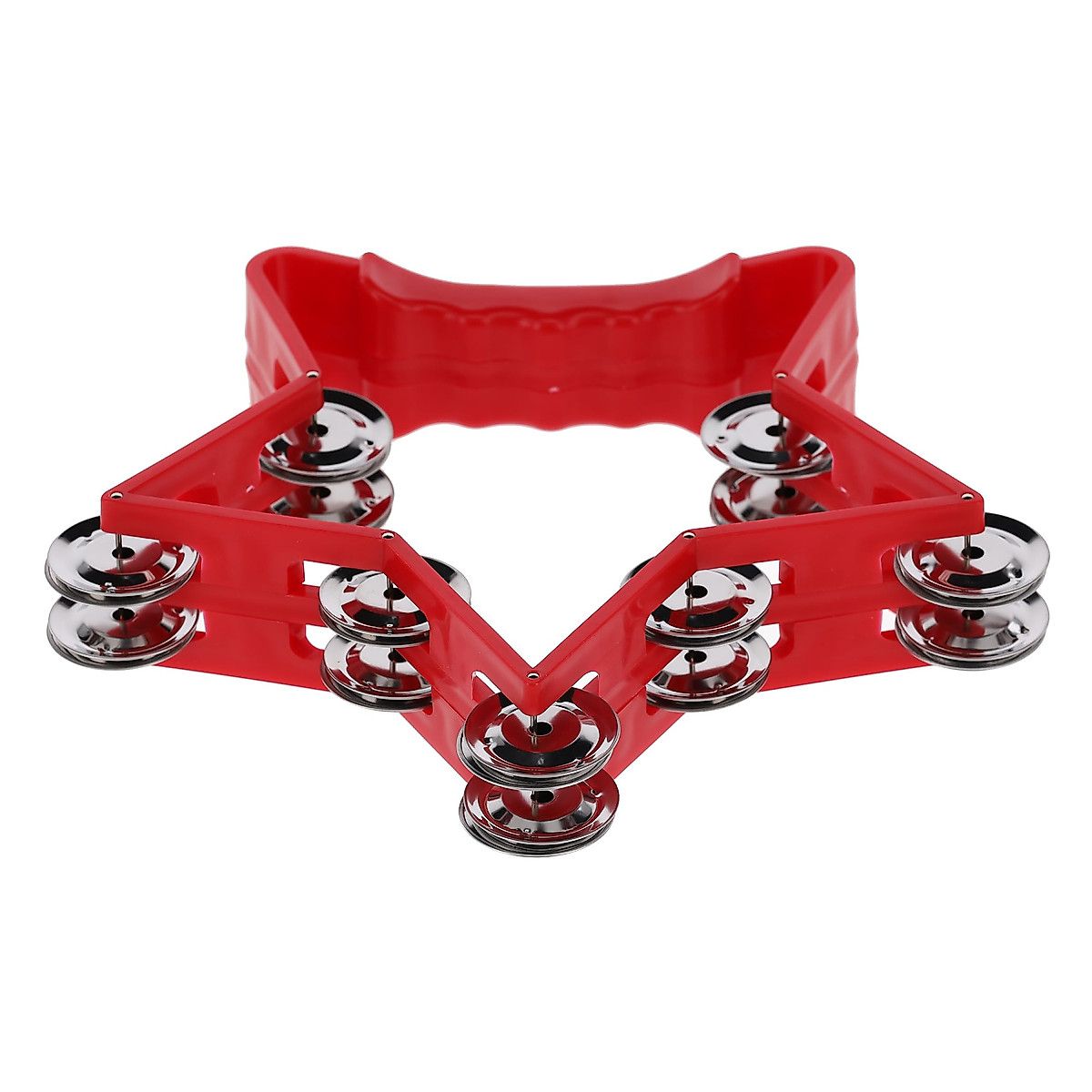 GEWA jingle wreath Star - 14-pairs of chrome-plated jingles - double row - color red