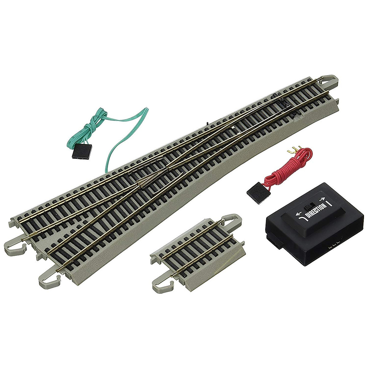 Bachmann Trains - Snap-Fit E-Z TRACK #5 TURNOUT - LEFT (1/card) - NICKEL SILVER Rail With Gray Roadbed - HO Scale