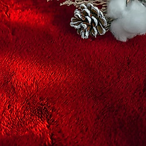 STAOLENE Ultra Soft Faux Rabbit Fur Chair Cover Couch Pad Fuzzy Area Rug Fluffy Bedside Carpet Mat for Bedroom Floor Sofa Living Room Rugs 2 x 6 ft, Burgundy Red Fur Rug (Burgundy Red, 2 x 6 ft)