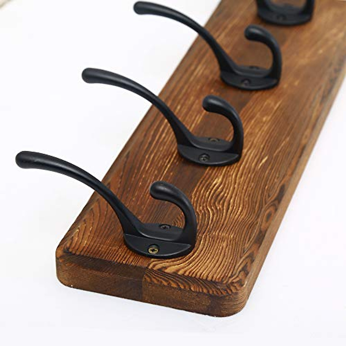 WEBI Coat Rack Wall Mounted,Wood Coat Hooks Wall Mounted,16’’ Hole to Hole,Coat Hanger Wall,Hook Rack Rail,5 Hooks for Hanging Coats,Hats,Jacket,Clothes