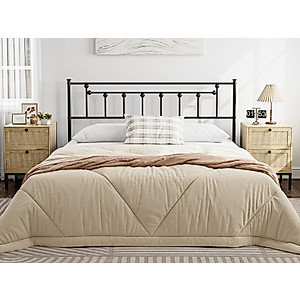 AOVSA Metal Queen Size Headboard, Victorian Farmhouse Style Queen Headboard, Easy Assembly, Steel Queen Headboard Only for Bedroom - Black