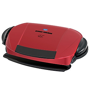 George Foreman 5-Serving Removable Plate Electric Indoor Grill and Panini Press, Red, GRP0004R, 17.2 x 12.1 x 6.2 inches