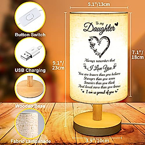 SOUHONEY Daughter Gifts from Mom Dad Table Lamp - Best Birthday Gifts for Daughter Fabric Wooden Desk Lamp - Christmas Gifts for Bedroom Living Room Graduation Season Gifts for Daughter
