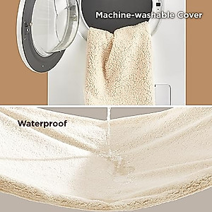 Lesure Dog Bed for Crate - Shredded Chopped Foam Dog Mat for Small Dogs, Pet Mattress with Waterproof Washable Faux Linen Cover, Beige