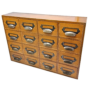 Apothecary Cabinet with Drawers - 16 Drawer Mountable Library Card Catalog Cabinet w/ Hardware Included - Wooden Medicine Cabinet Apothecary Decor for Apothecary Supplies - 20" x 14.2" x 4.3"