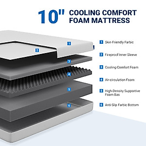 Avenco Queen Size Mattress, 10 Inch Memory Foam Queen Mattress in a Box for Comfort Sleep & Pressure Relief, CertiPUR-US Certified Medium Firm Queen Mattresses