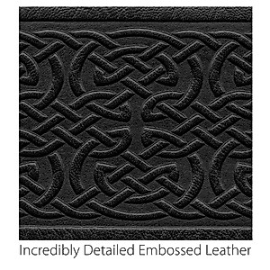 Oberon Design Bold Celtic Embossed Genuine Leather Checkbook Cover, 3.5x6.5 Inches, Black, Made in the USA