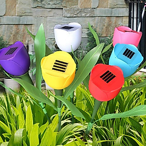 Uonlytech LED Decor 2pcs Solar Lamp Outdoor Solar Powered Lights Outdoor Ground Lights for Outside Flower Lawn Lamp Tulips Light Stakes Pathway Solar Lights Outdoor Light Led