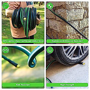 SnugNiture Garden Hose 10 ft x 5/8", Heavy Duty, Light Weight, Flexible Water Hose with 3/4'' Solid Fittings for All-Weather Outdoor