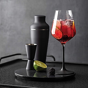 Villeroy & Boch Manufacture Rock Red Goblet, Set of 4, Crystal Wine Glasses in Exciting Black, Dishwasher Safe