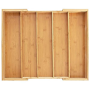 Totally Bamboo Expandable 5-Compartment Drawer Organizer, Expands from 13 to 22" Wide