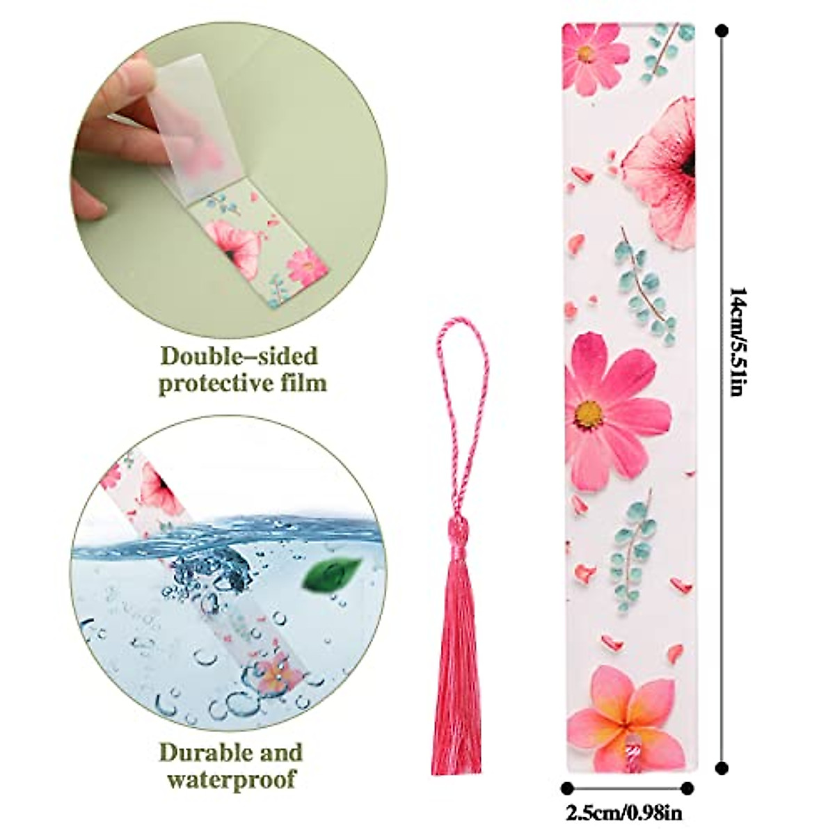 10 PCS Flower Resin Bookmarks Clear Floral Bookmarks Cute Bookmarks Dried Flower Page Marker with Tassels for Book Lovers Reader Teachers Students Women