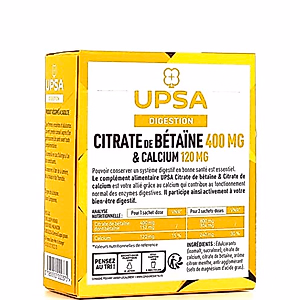 Betaine & Calcium Citrate by UPSA France for Digestive Comfort-Pack of 10 Sachets Doses